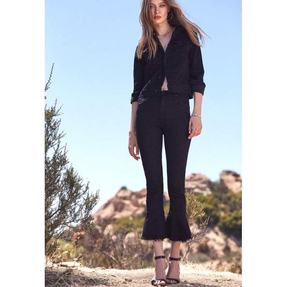 MOTHER | Jeans | Nwt Mother Cha Cha Fray Black High Rise Crop Kick ...